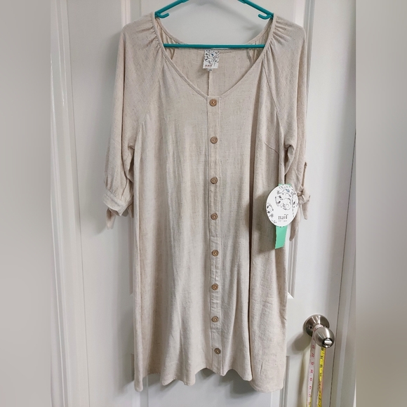 NAIF | Dresses | Nwt Anthropologie Naif Beige Linen Blend Casual Dress ...